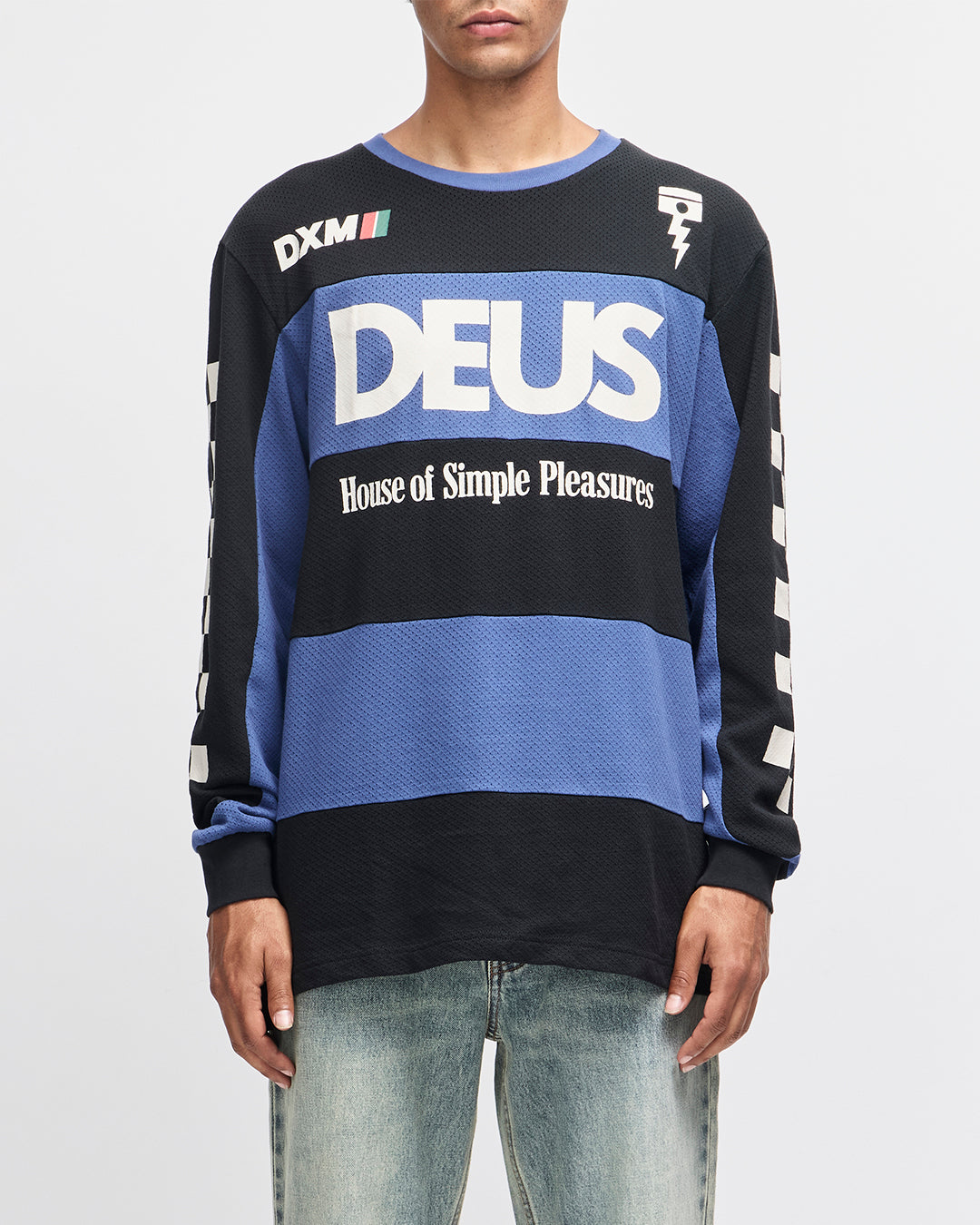 Vilander Moto Jersey - Mechanic Blue Combo – Deus Ex Machina Australia