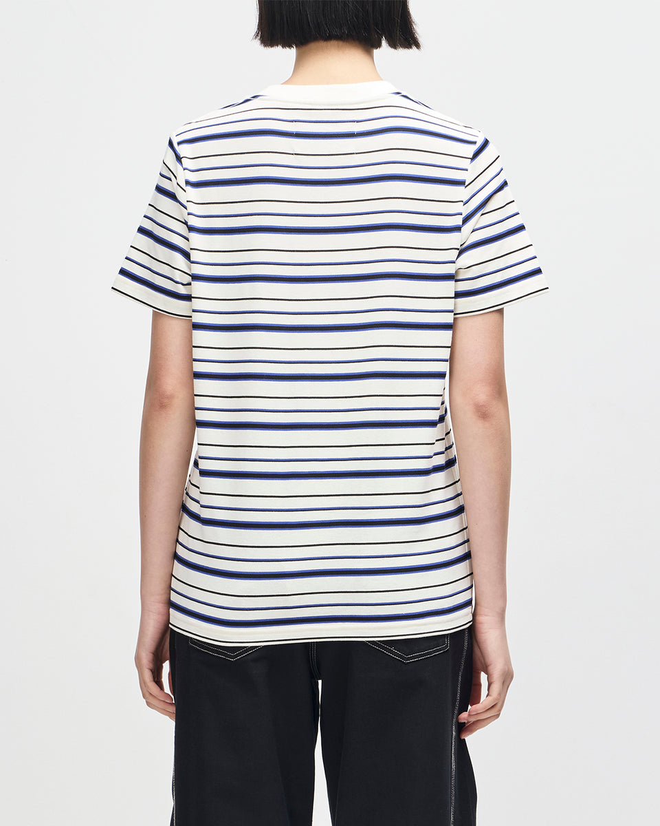 T-Shirts | Deus Ex Machina | Pierre Stripe Tee - Cream-Blue – Deus Ex ...