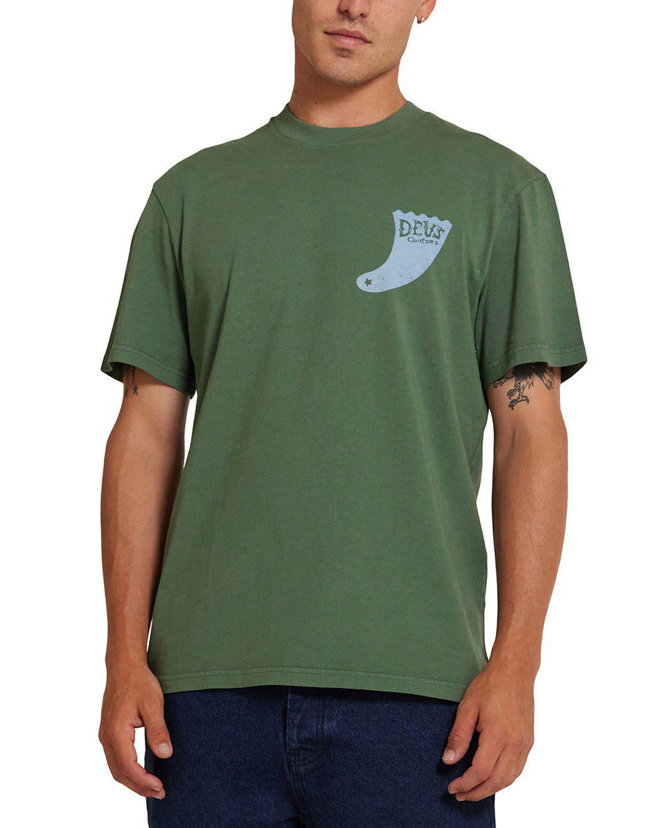 Tees | Deus Ex Machina | Single Fin Tee Hillside Green – Deus Ex ...